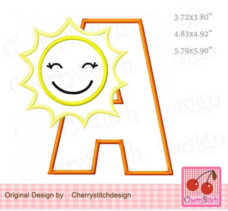 Embroidery Design Sunshine Monogram A Letter A Sun Alphabet | Etsy