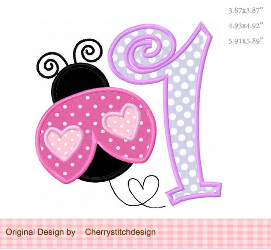 Ladybug Number 1 Birthday Machine Embroidery Applique - Etsy