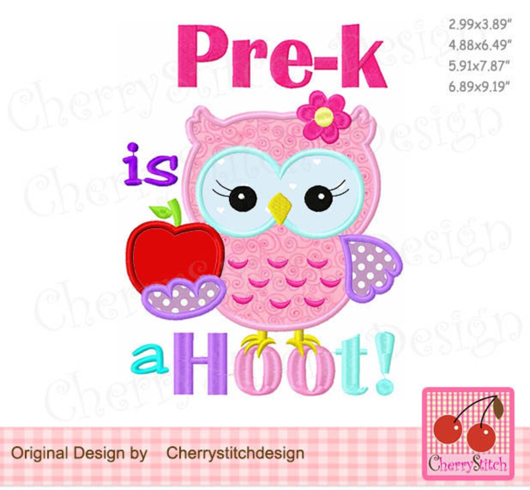 Pre-k is a Hoot ,pre-k Owl Back to School Machine Embroidery - Etsy