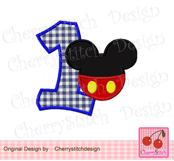 Mickey Number 1 Mickey Birthday Machine Embroidery Applique - Etsy