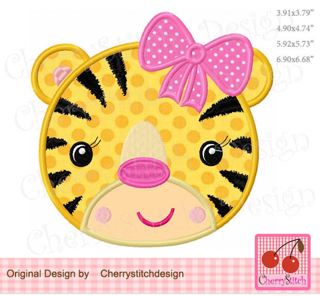 Tiger Applique Baby Tiger Girl Animal Machine Embroidery Applique ...