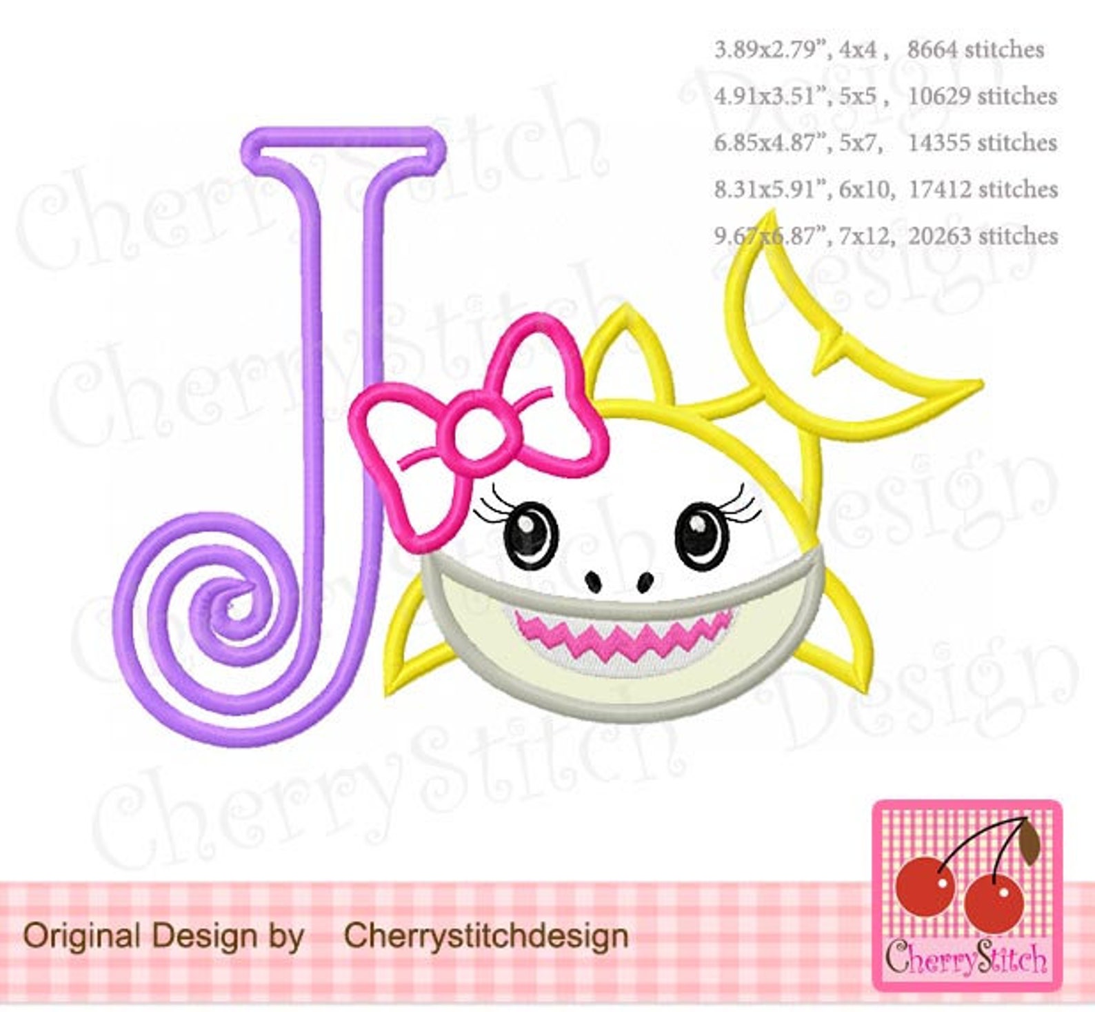 Shark Letter J Shark Letter J Monogram J Machine Embroidery - Etsy