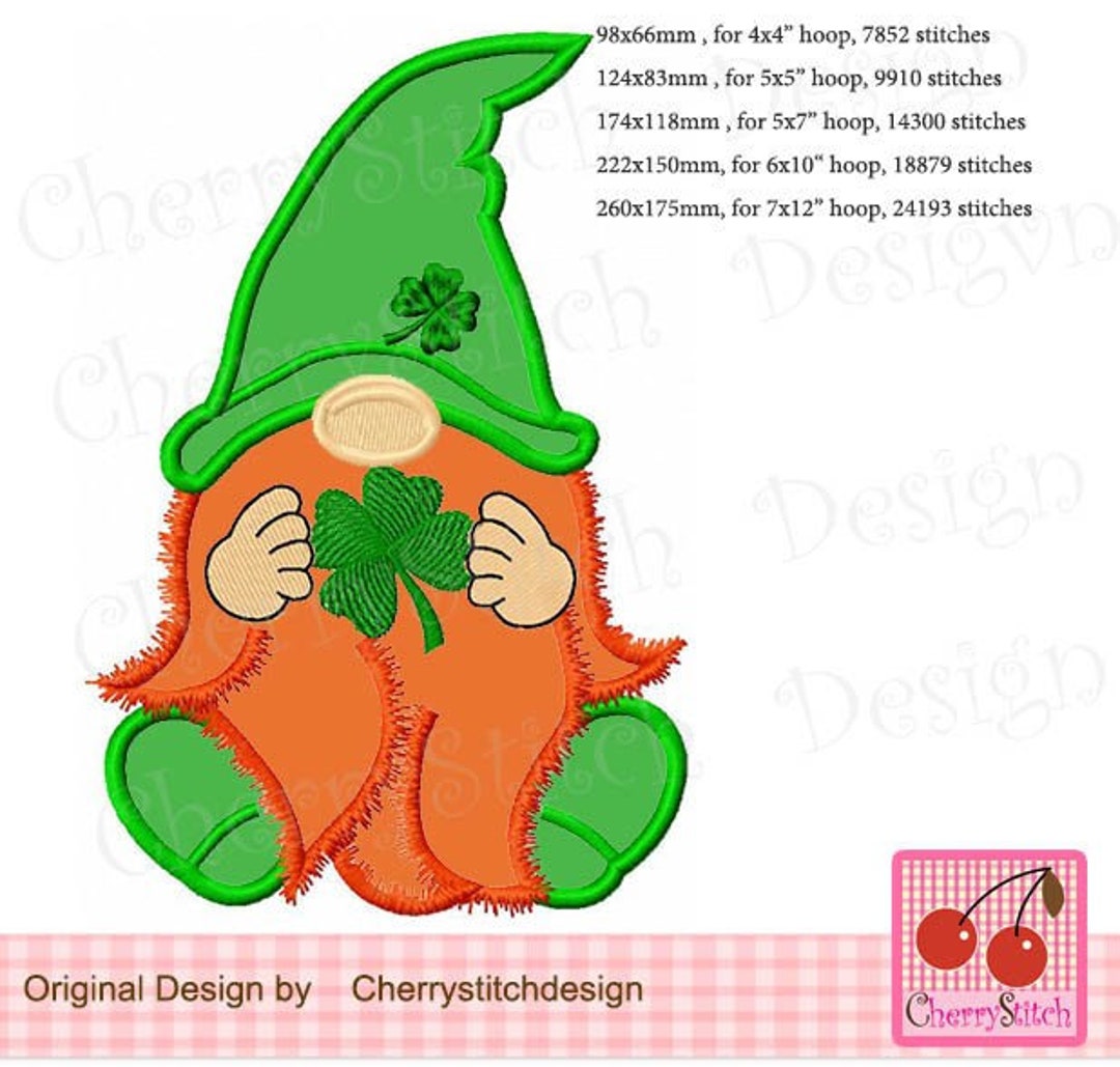 St. Patrick's Day Gnome, Gnome With Lucky Four-leaf Clovers Machine ...
