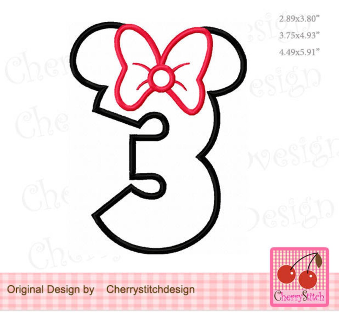 Number 3 Mouse Ears Number 3 Minnie Birthday Machine - Etsy