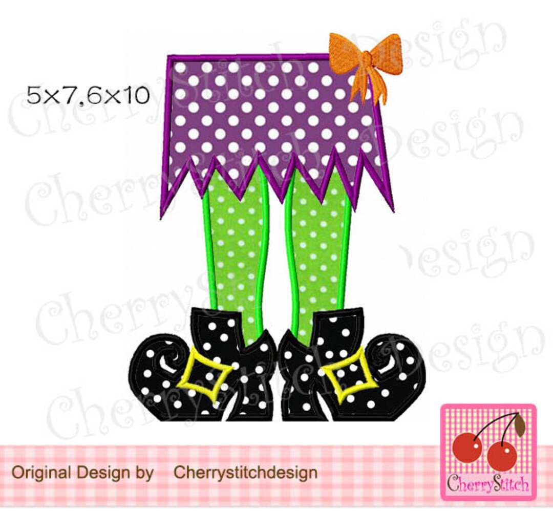Halloween Witch Feet Embroidery Applique Design (4x4, 5x7, 6x10) - Etsy