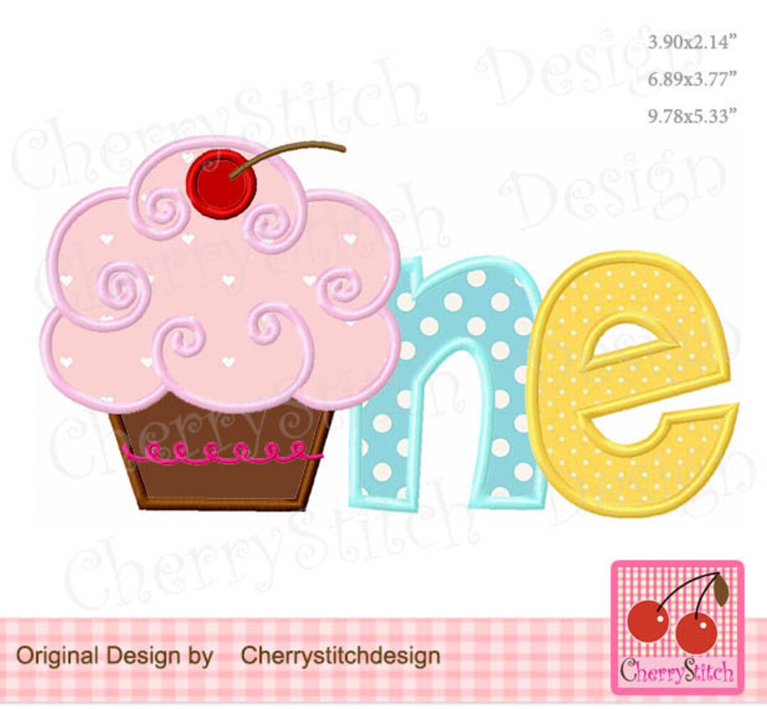 Embroidery Design ONE Cupcake ONE Birthday One With Cupcake - Etsy