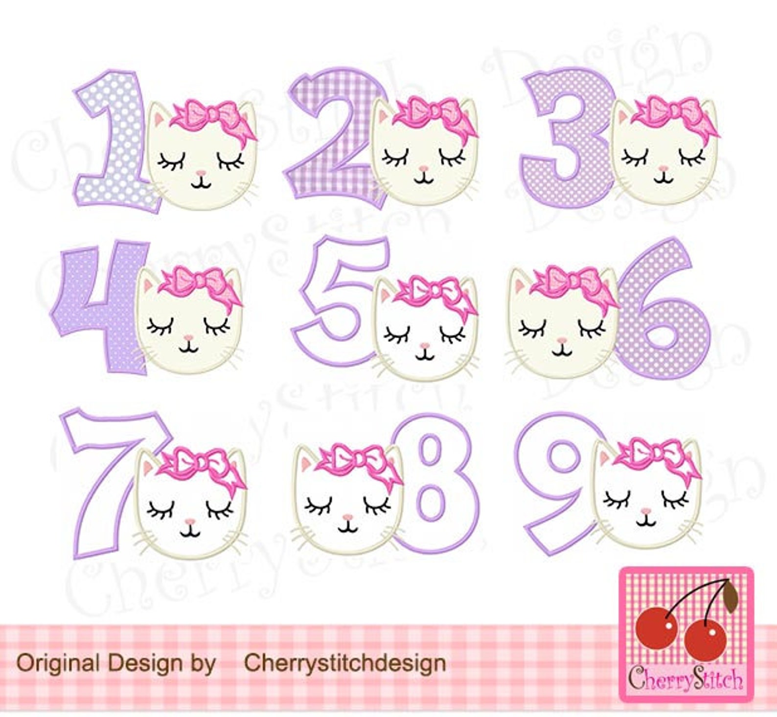 Cat Numbers 1-9birthday Numbers Det Kitty Cat With Bow - Etsy