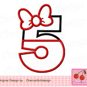 Minnie Number 5 Birthday Embroidery Applique Design - Etsy