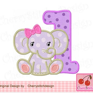 Elephant Number 1 Birthday Machine Embroidery Applique BIR0014 - Etsy
