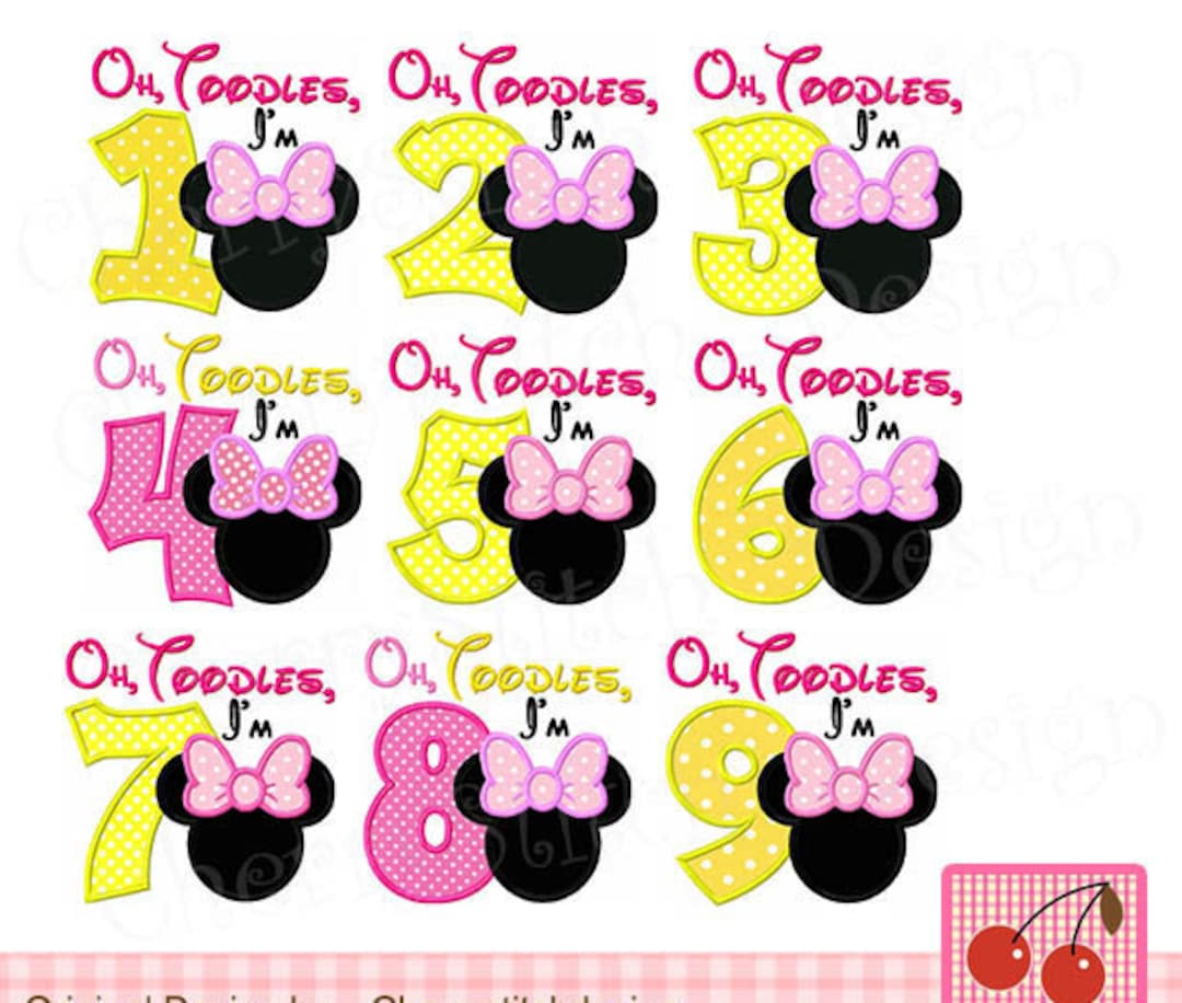 Embroidery Oh Toodles Numbers, I'm 1-9, Minnie Numbers Machine Applique ...
