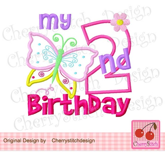 Paper & Party Supplies Butterfly number 2 Machine Embroidery Applique ...