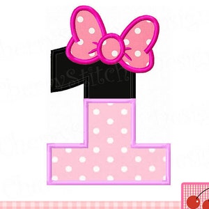 Minnie Number 1 Birthday Embroidery Applique Design - Etsy