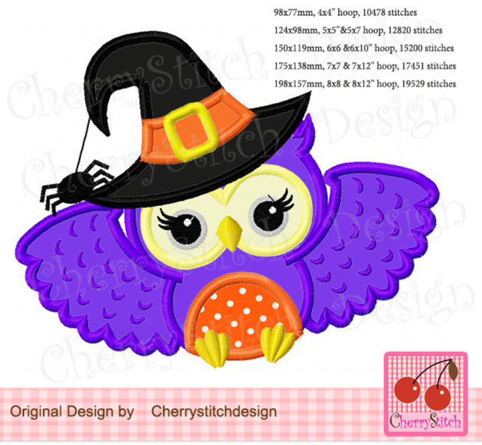 Spooky Halloween Owl Witch Hat Machine Embroidery Applique Pattern - Etsy