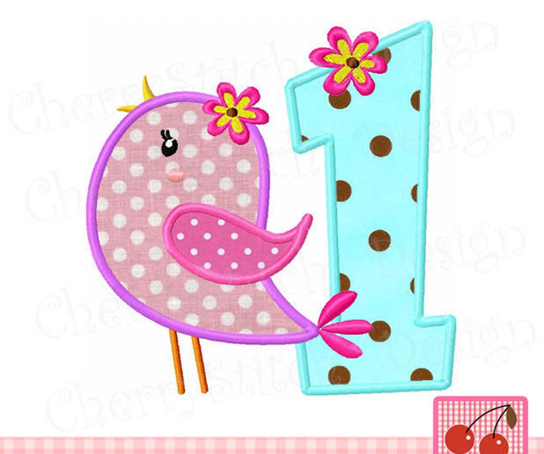 Flower Bird Number 1,my First Birthday,birthday Number 1 Machine ...