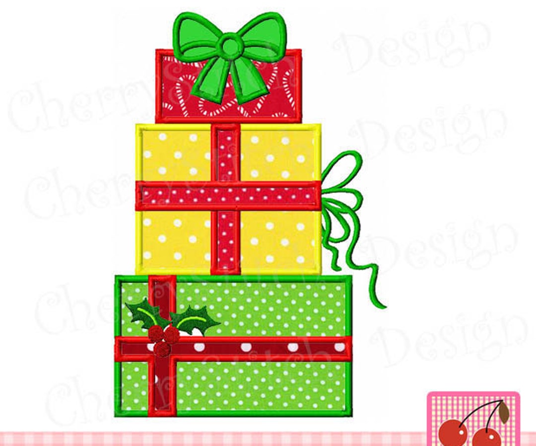 Christmas Gift Boxes,christmas Machine Embroidery Appliquech0101 - Etsy