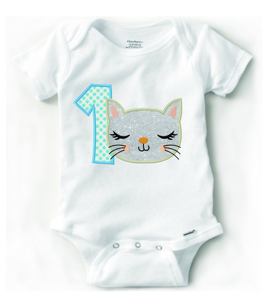 Kitten Face Number 1 Kitty Cat Birthday Embroidery Applique | Etsy