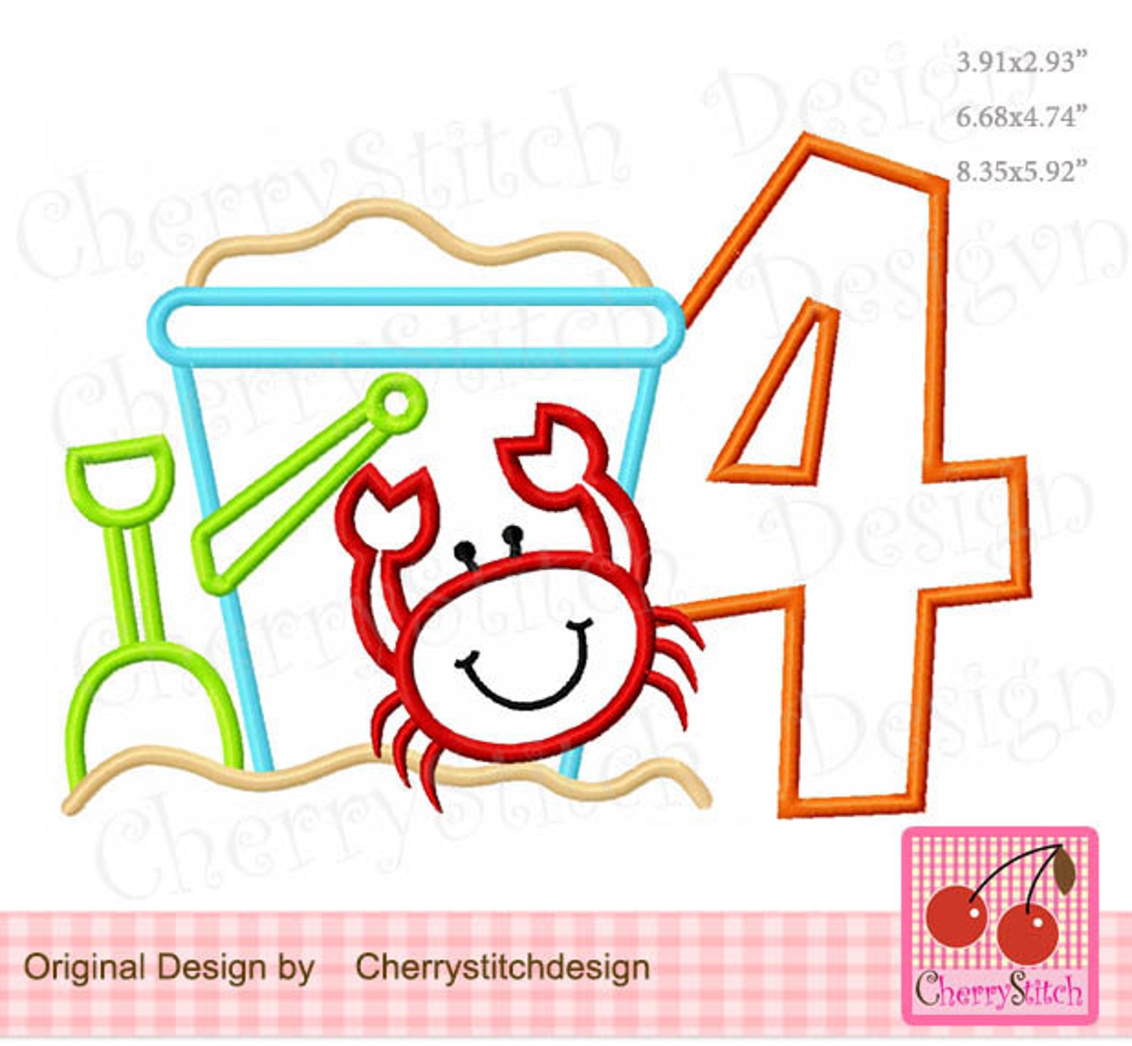 Beach Bucket Number 4 Birthday Number 4 Machine Embroidery | Etsy