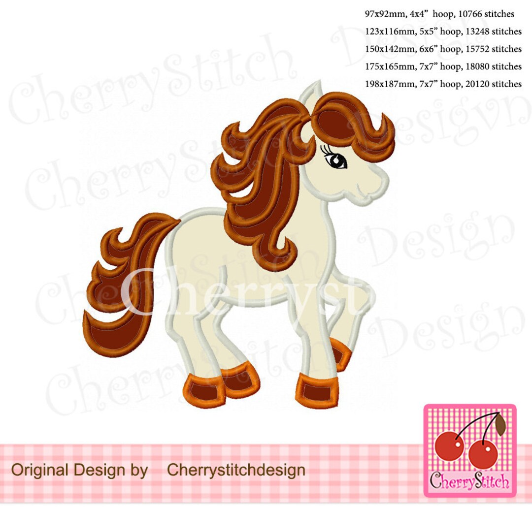 Pony Embroidery Design: Horse Applique (4x4 to 8x8 Hoop) - Etsy