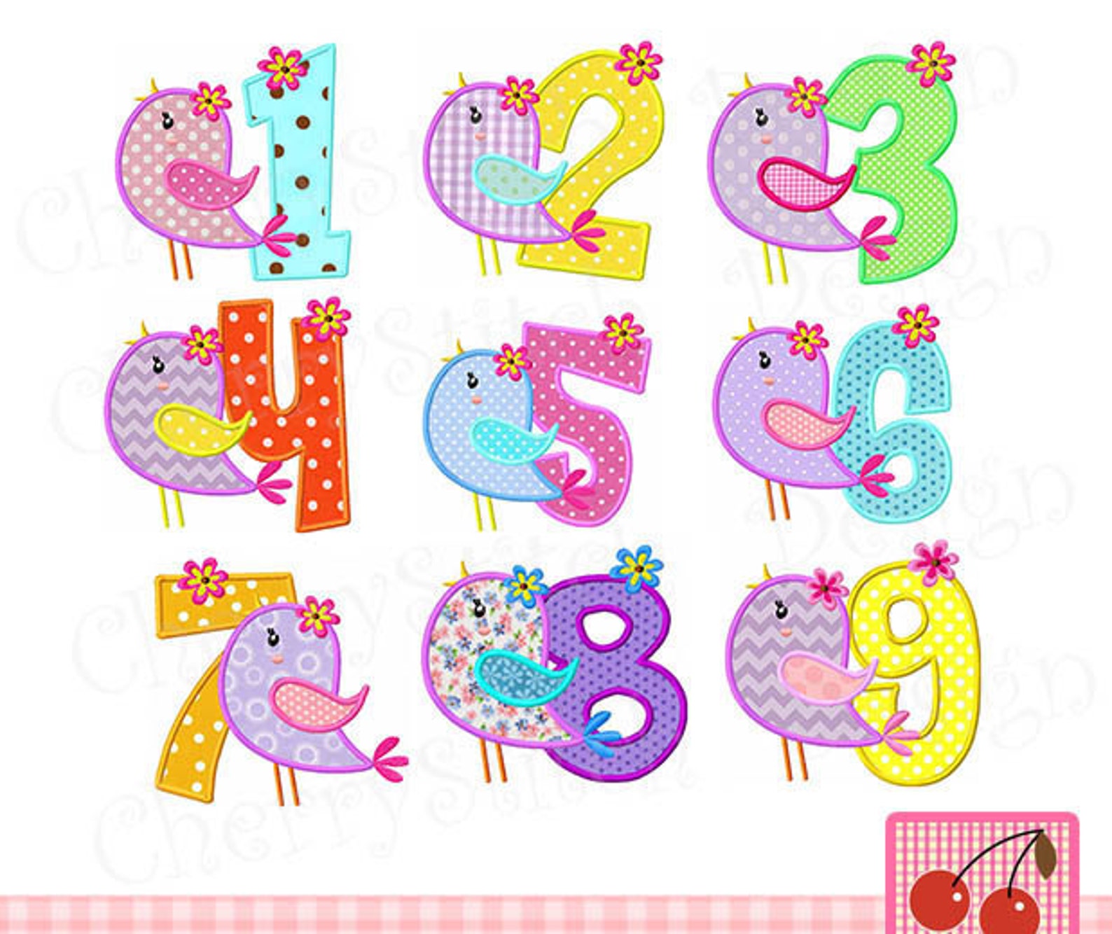 Bird Numbers Birthday Numbers Machine Embroidery Applique - Etsy