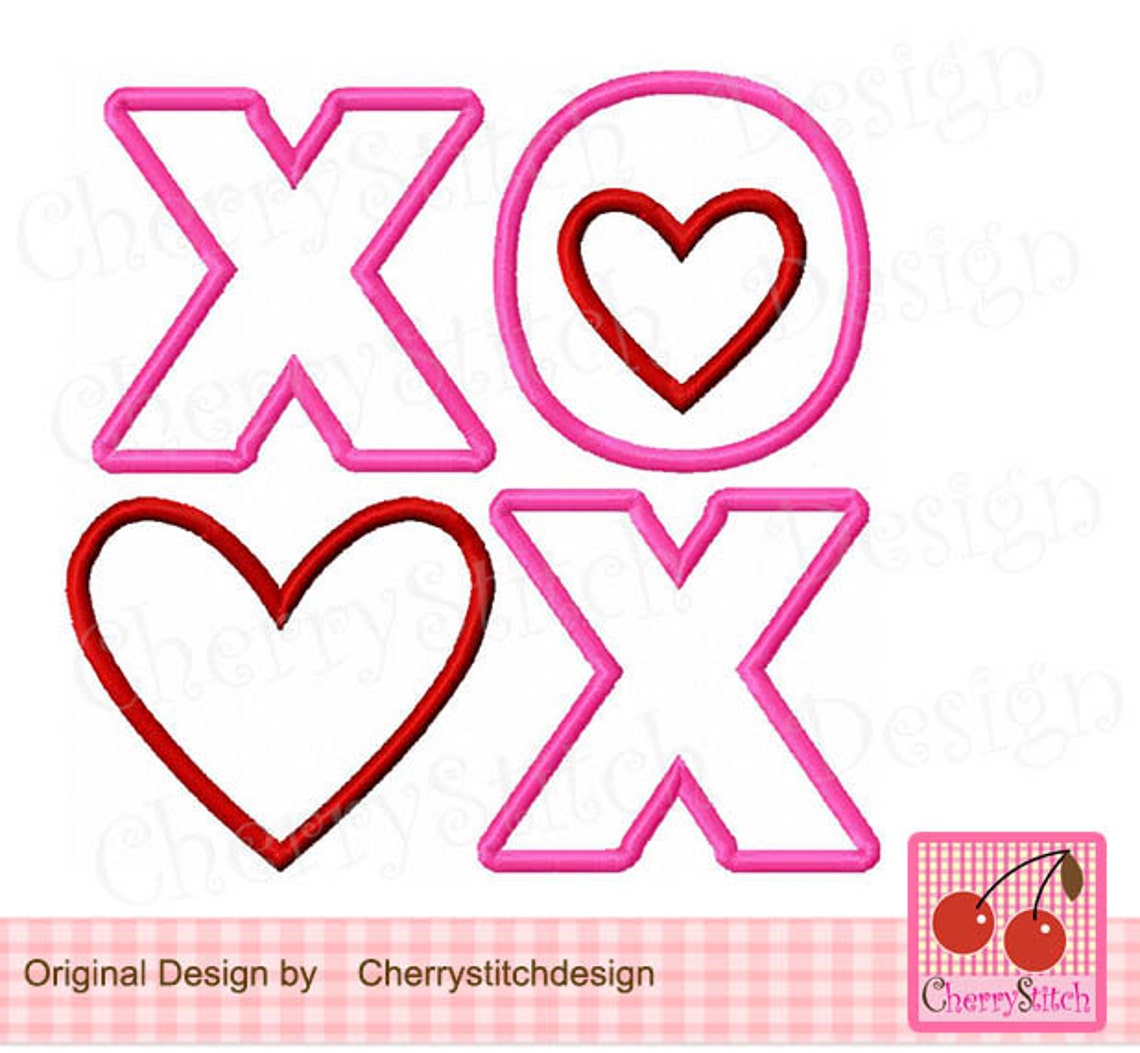 XOXO with hearts Valentine's Day XOXO Machine Embroidery | Etsy