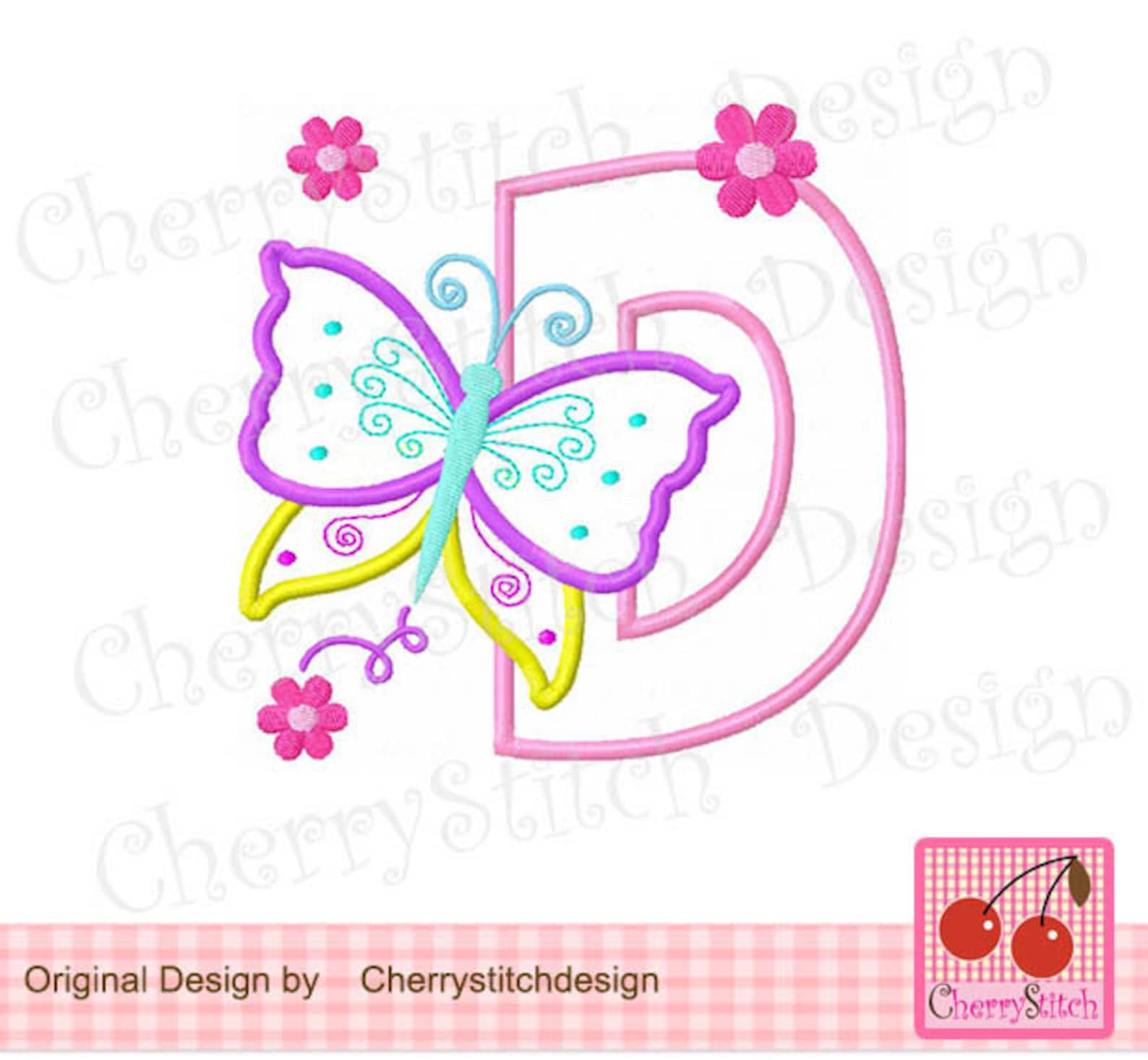 Butterfly Monogram D Letter D Machine Embroidery Applique - Etsy