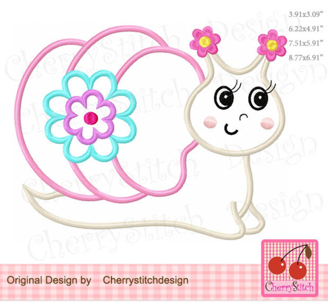 Snail Embroidery Snail With Flowers Easter and Spring | Etsy