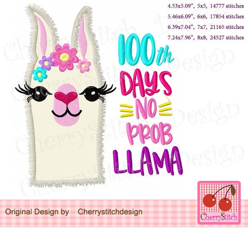 100 Days No Prob Llama Back to School Llama Machine | Etsy