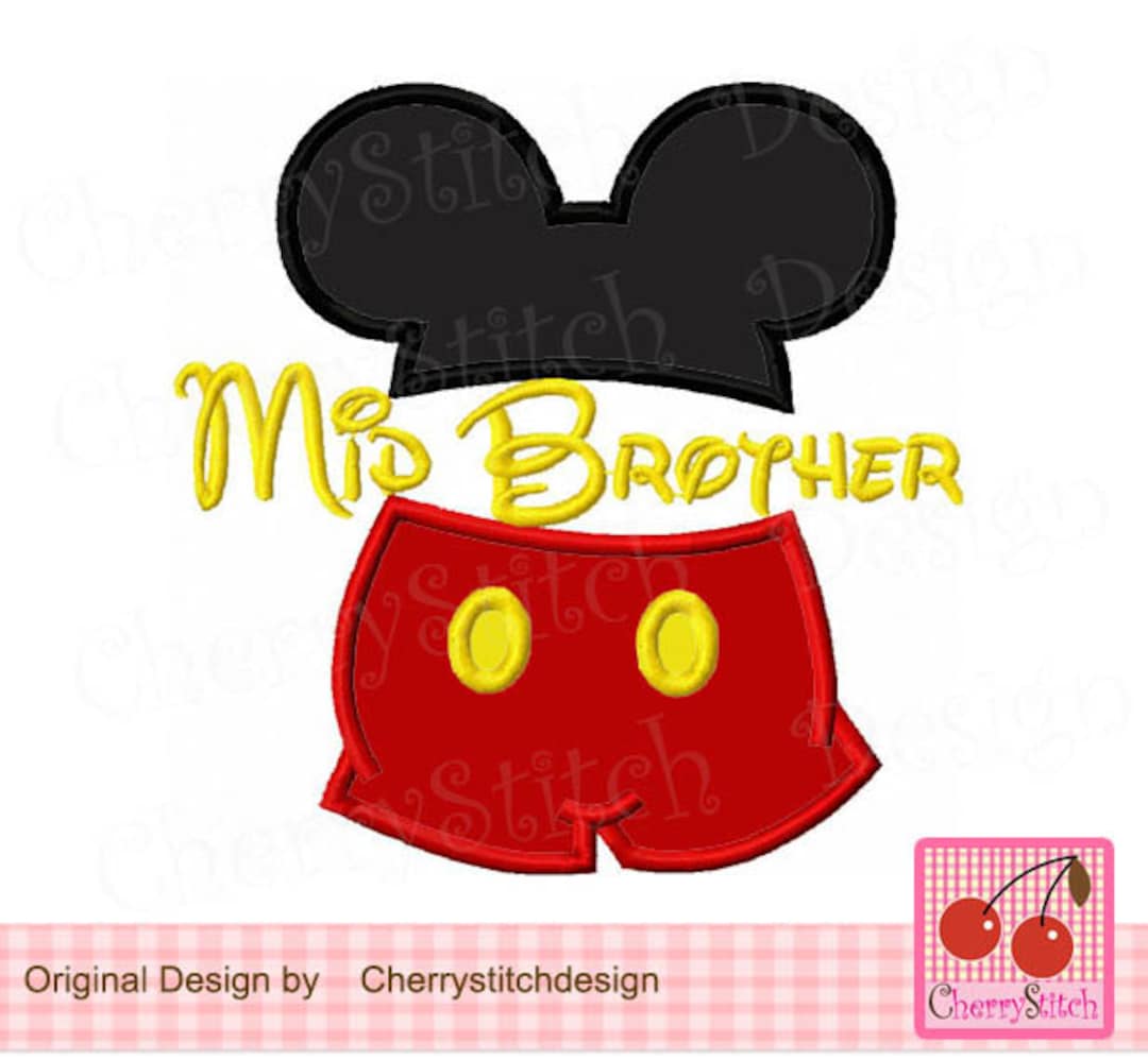 Mid Brother Mickey, Brother Mickey Machine Embroidery Applique Design ...