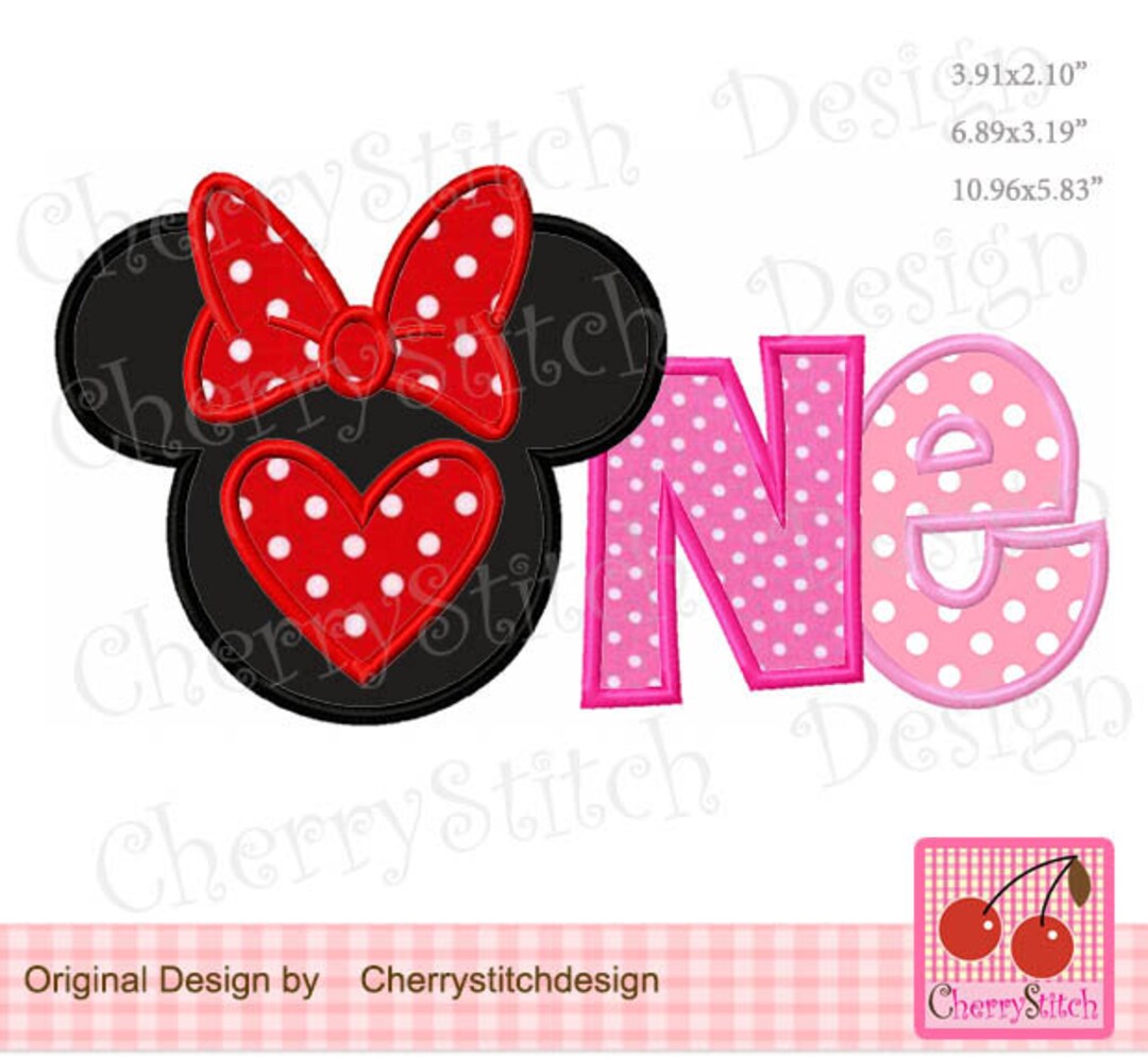 Valentine's Day Minnie One Machine Embroidery Applique VTD87 - Etsy