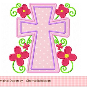 Cross Flowers Cross Machine Embroidery Applique 01 - Etsy