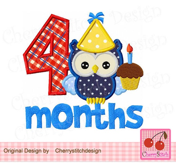 Embroidery design Baby 4 months Birthday Machine Embroidery | Etsy