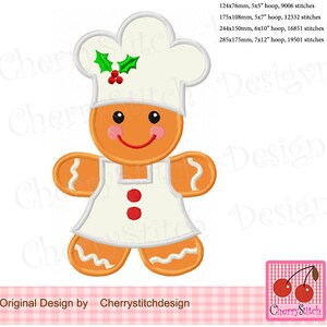 Christmas Gingerbread Chef Hat Gingerbread Machine Embroidery Applique ...