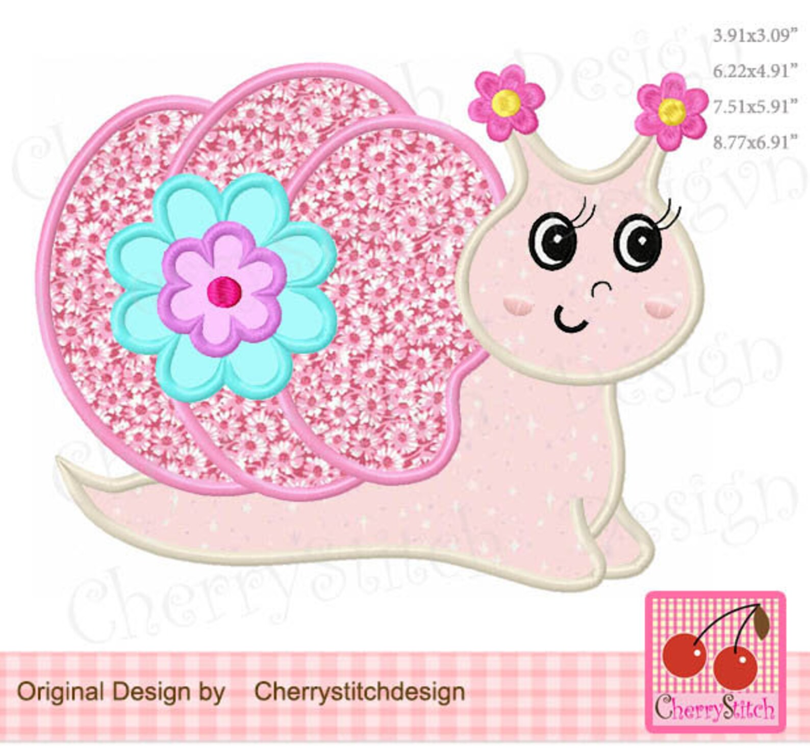 Snail Embroidery Snail With Flowers Easter and Spring | Etsy