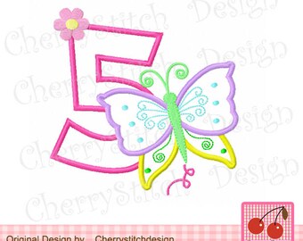 Butterfly Birthday Number Applique Machine Embroidery Design - Etsy