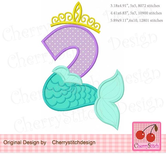 Mermaid tail Number 2 Mermaid number 2 Birthday Princess | Etsy
