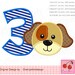 Puppy Number 3, Dog Number 3, Birthday Number 3 Machine Embroidery ...