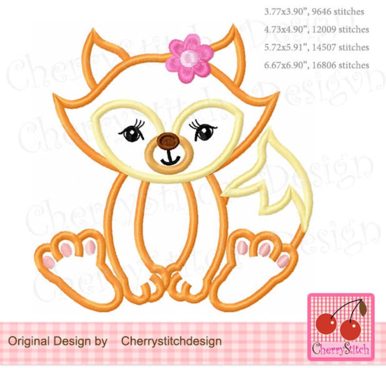 Fox Baby Fox for Girls Machine Embroidery Applique Design - Etsy