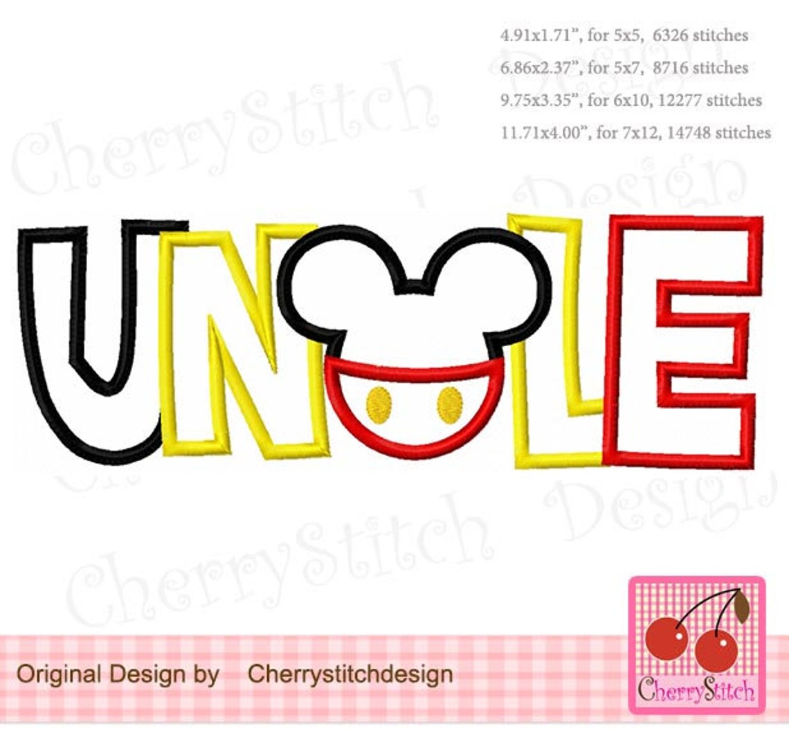 Uncle Applique Mickey UNCLE Machine Embroidery Applique FM098 | Etsy