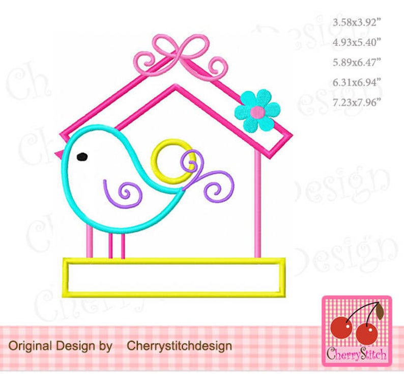 Bird And Birdhouse Machine Embroidery Applique Design 4x4 Etsy