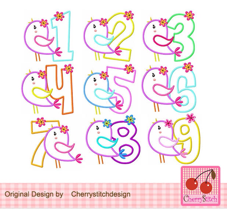 Bird Numbers Birthday Numbers Machine Embroidery Applique - Etsy