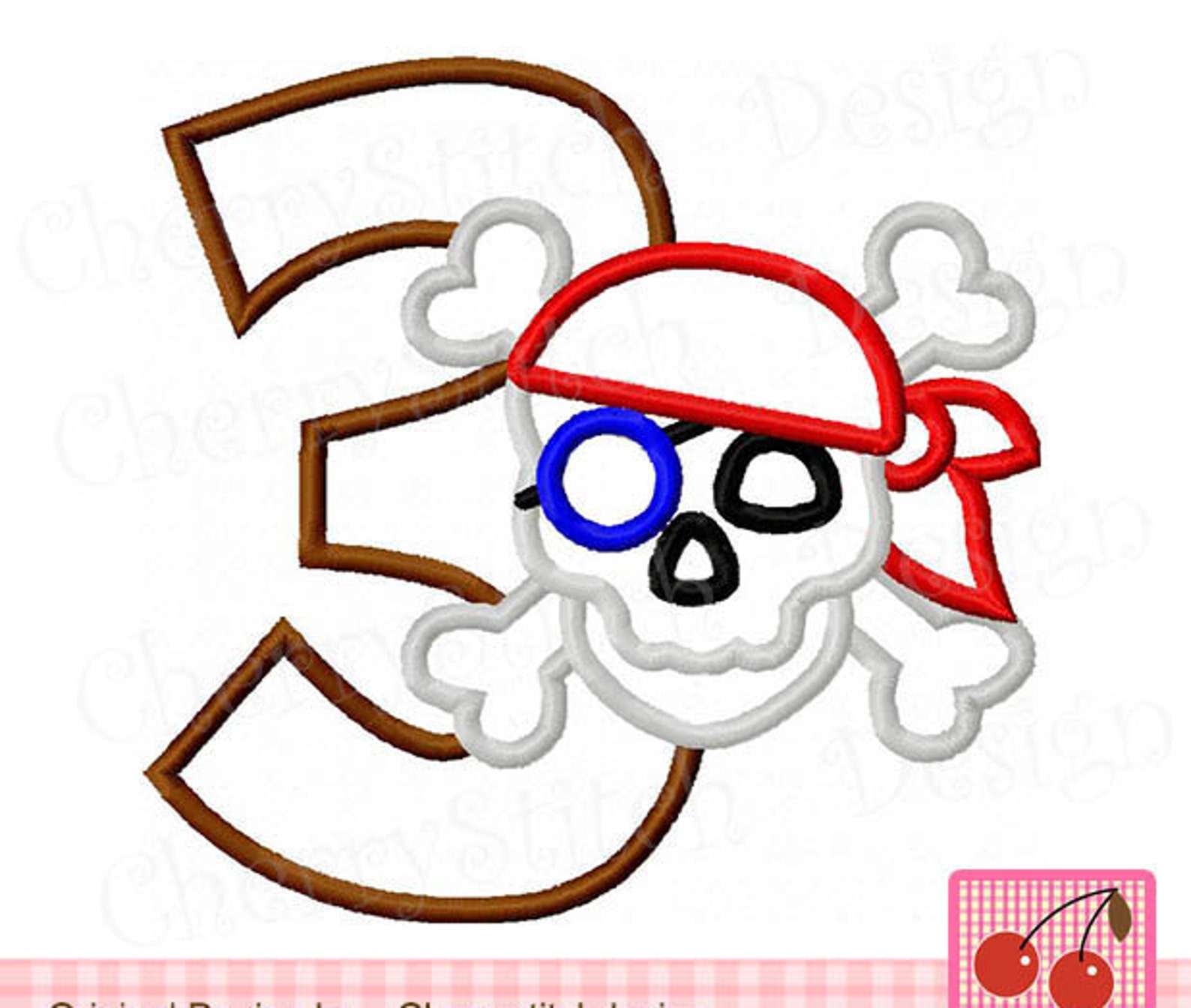 Pirate Skull Number 3 Machine Embroidery Applique Design 4x4 - Etsy