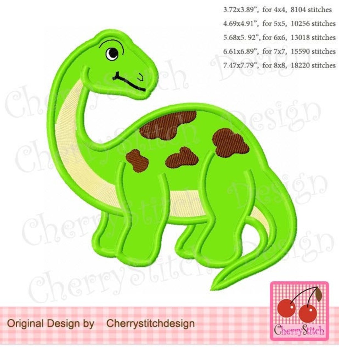 Dinosaur Brontosaurus Animal Machine Embroidery Applique AN0456 - Etsy