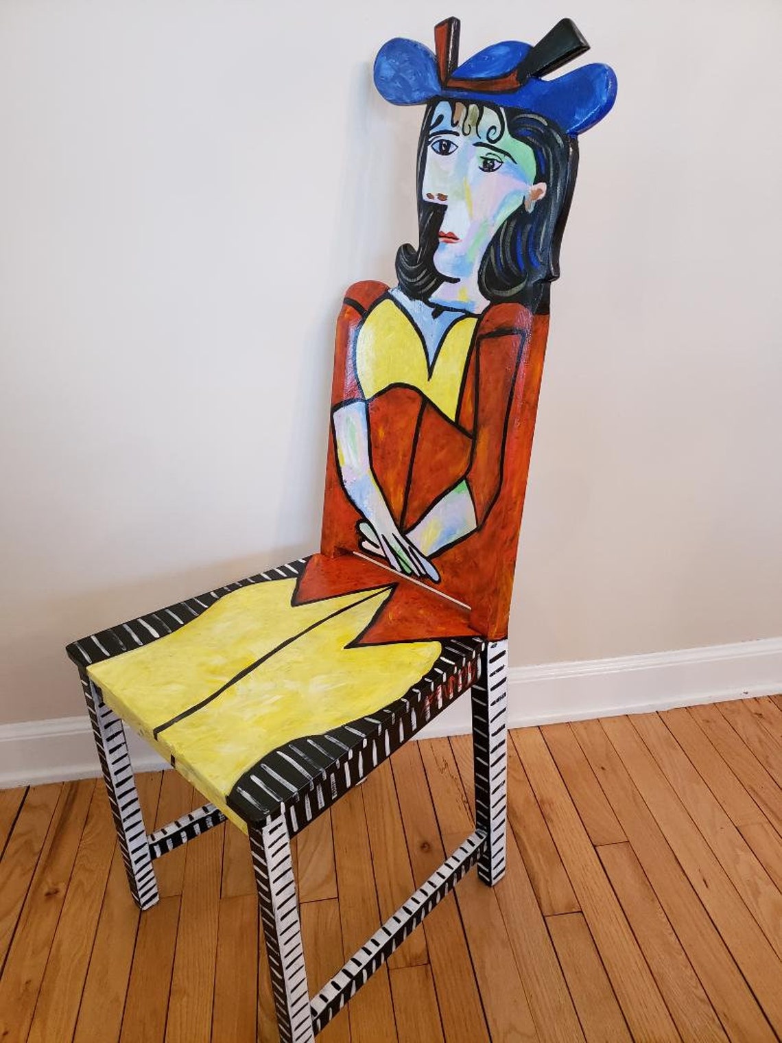 Picasso Portrait of a Young Girl Upcycled Chair Painted by | Etsy