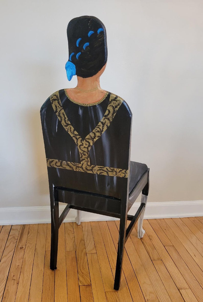 Frida Kahlo Black Dress Upcycled Chair Painted by Artist Todd | Etsy