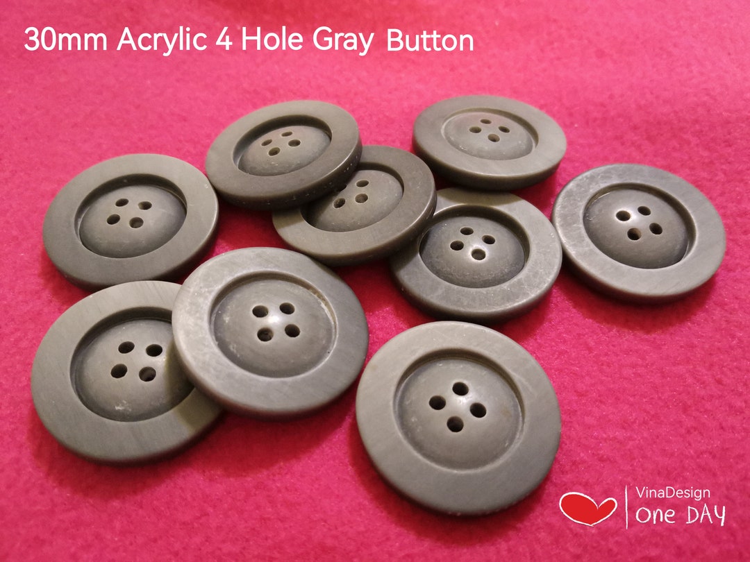 30mm Acrylic 4 Hole Gray Button Grey Round Button Round Gray 4 Holes ...
