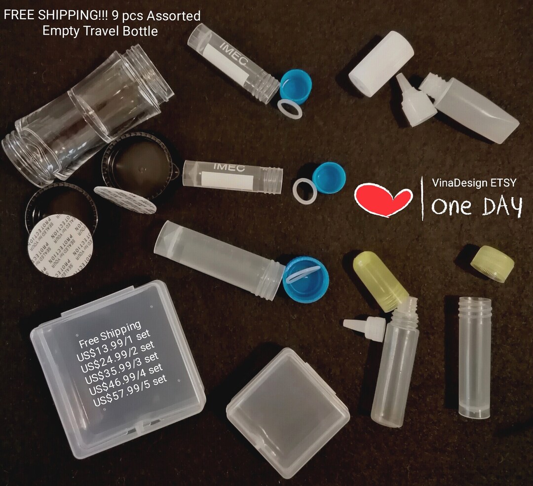 FREE SHIPPING 9pc Assorted Sample Empty Bottle 2ml-6ml Lotion Bottle ...