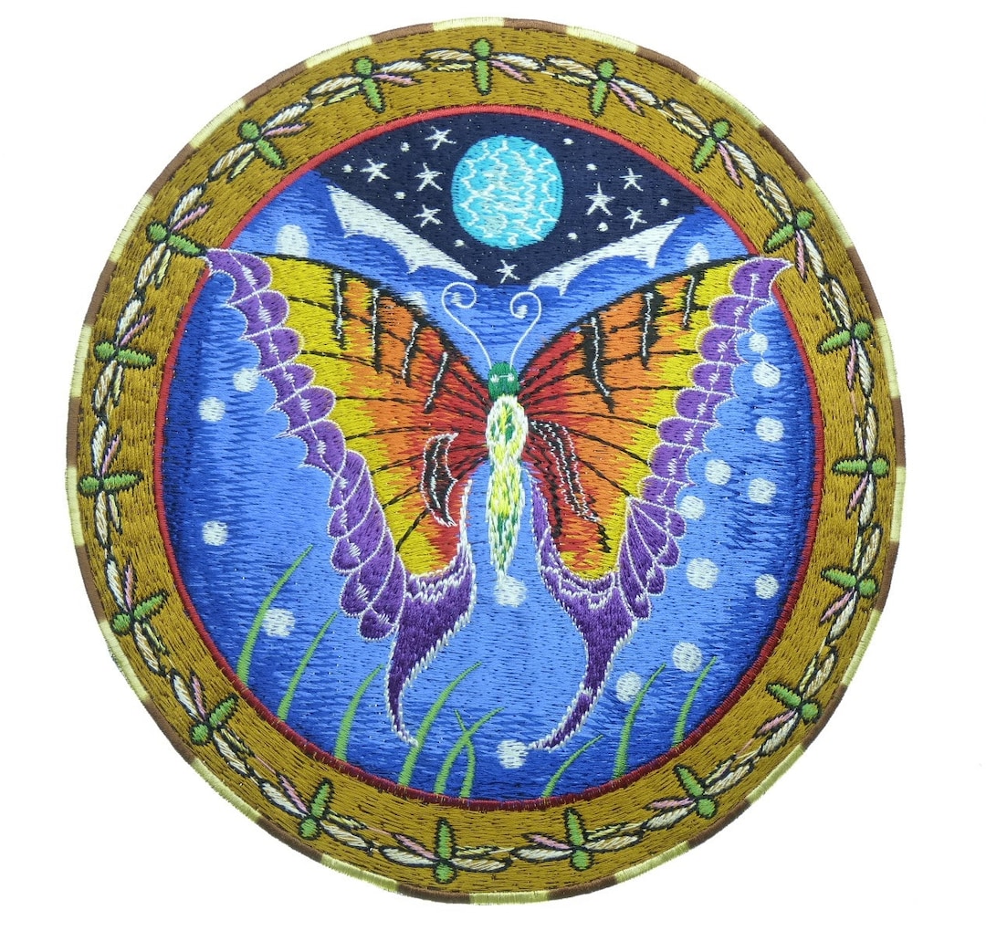 Big Embroidered Patch Round Patches Sew on Embroidery Patches Mushroom ...