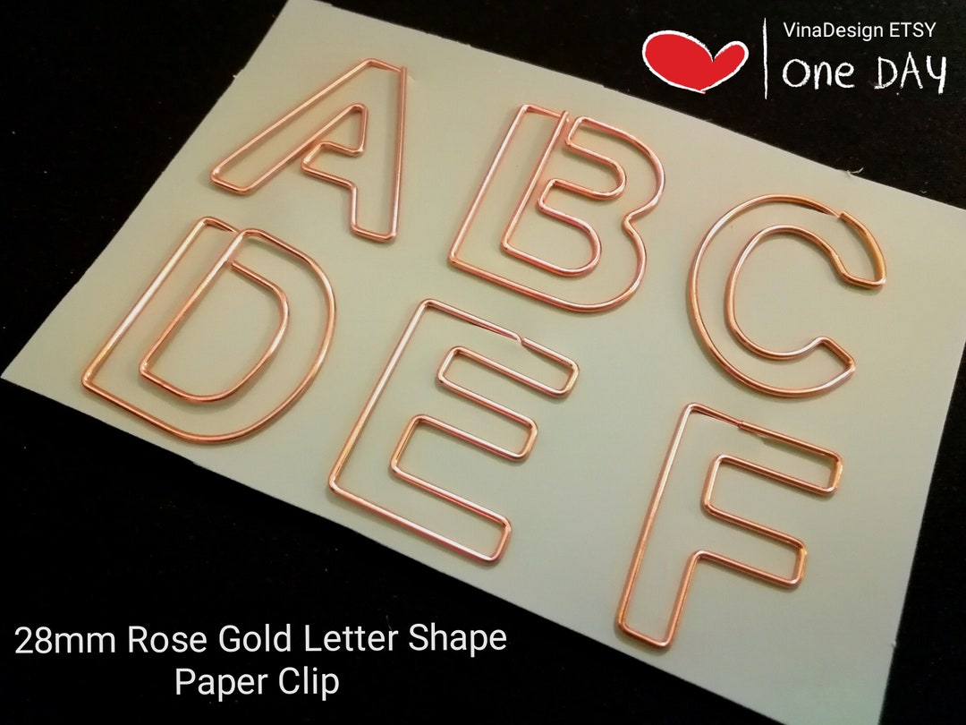 28mm Rose Gold Letter Shape Paper Clip 1 Set A - Z Letter Paper Clip ...