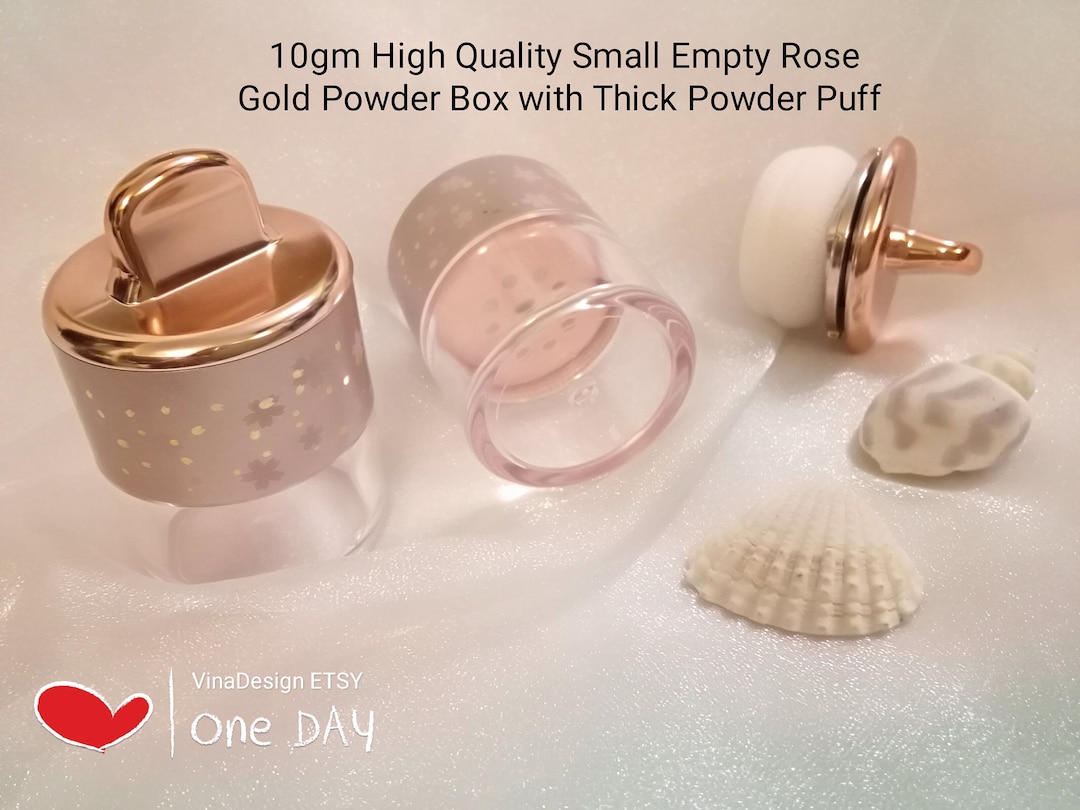 10gm Rose Gold Powder Box W/ Thick Powder Puff Small Powder - Etsy