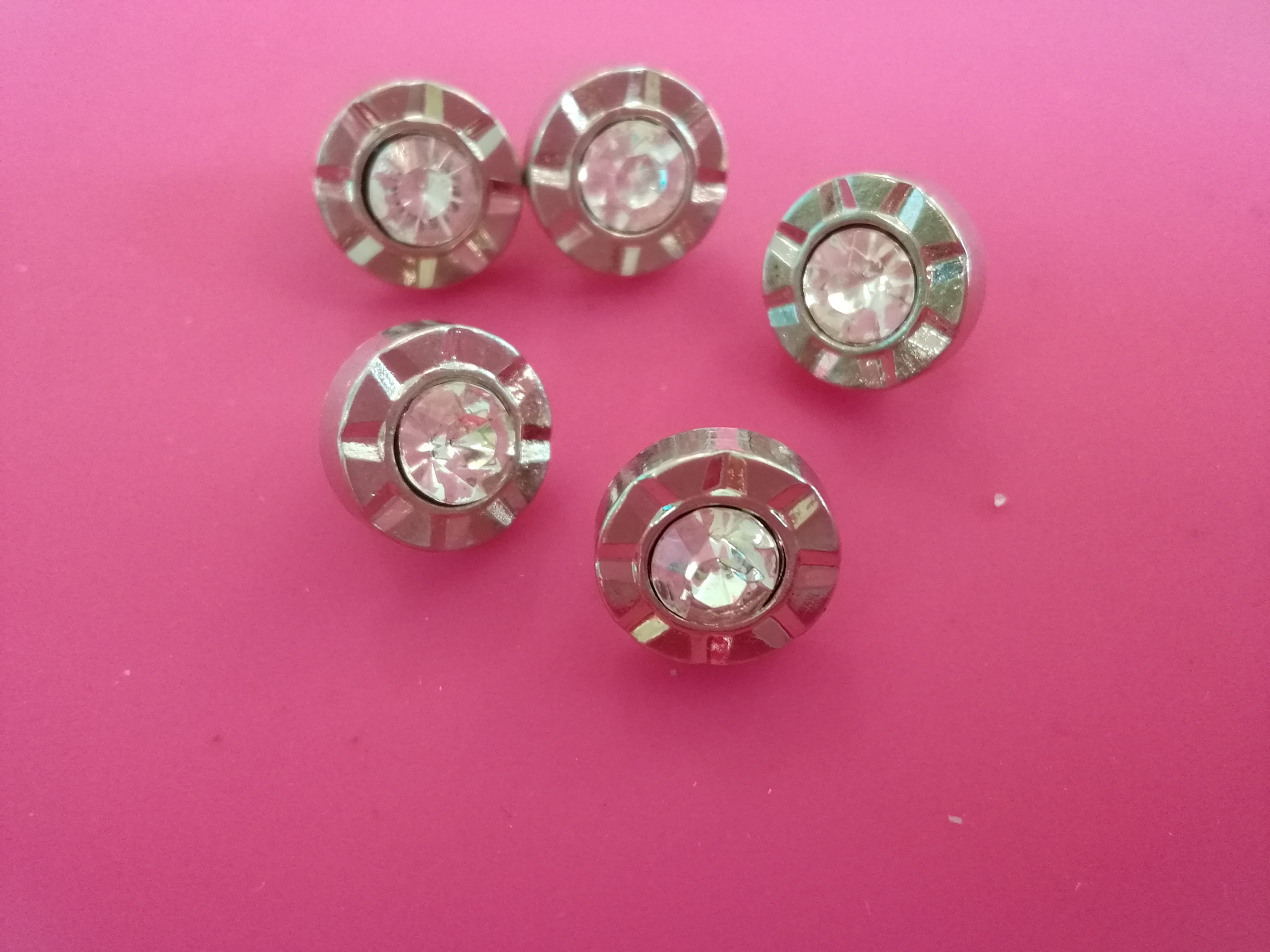 10mm Mini Silver and Diamond Button Small Silver Button Mini | Etsy